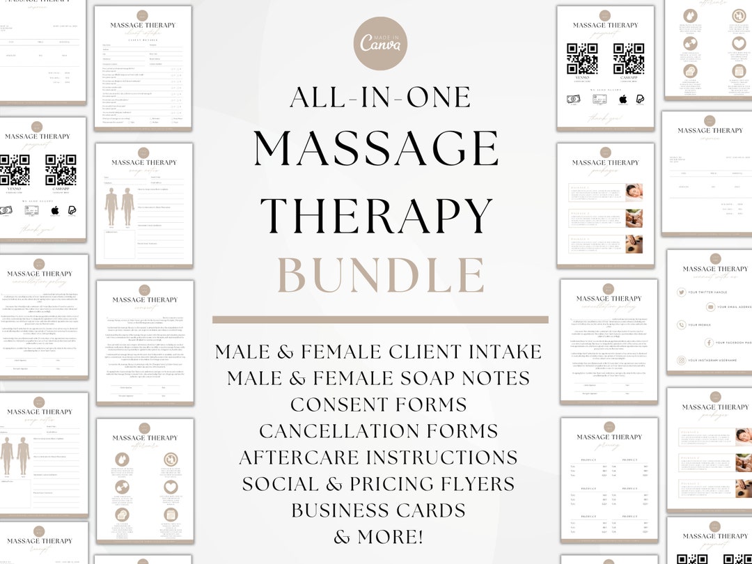 Massage Therapy Forms Bundle, Massage Consultation, Client Intake Forms ...