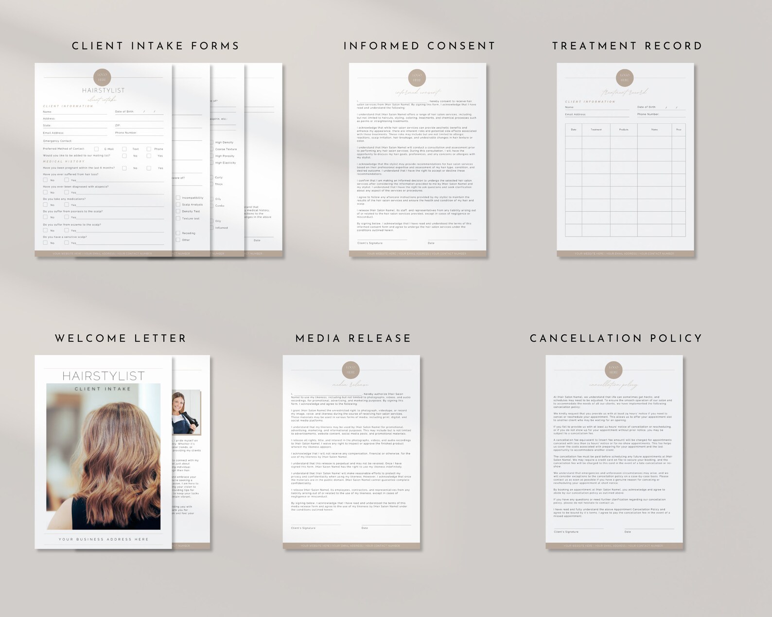 Hairstylist Bundle Forms Template, Editable Hairstylist Client Intake ...