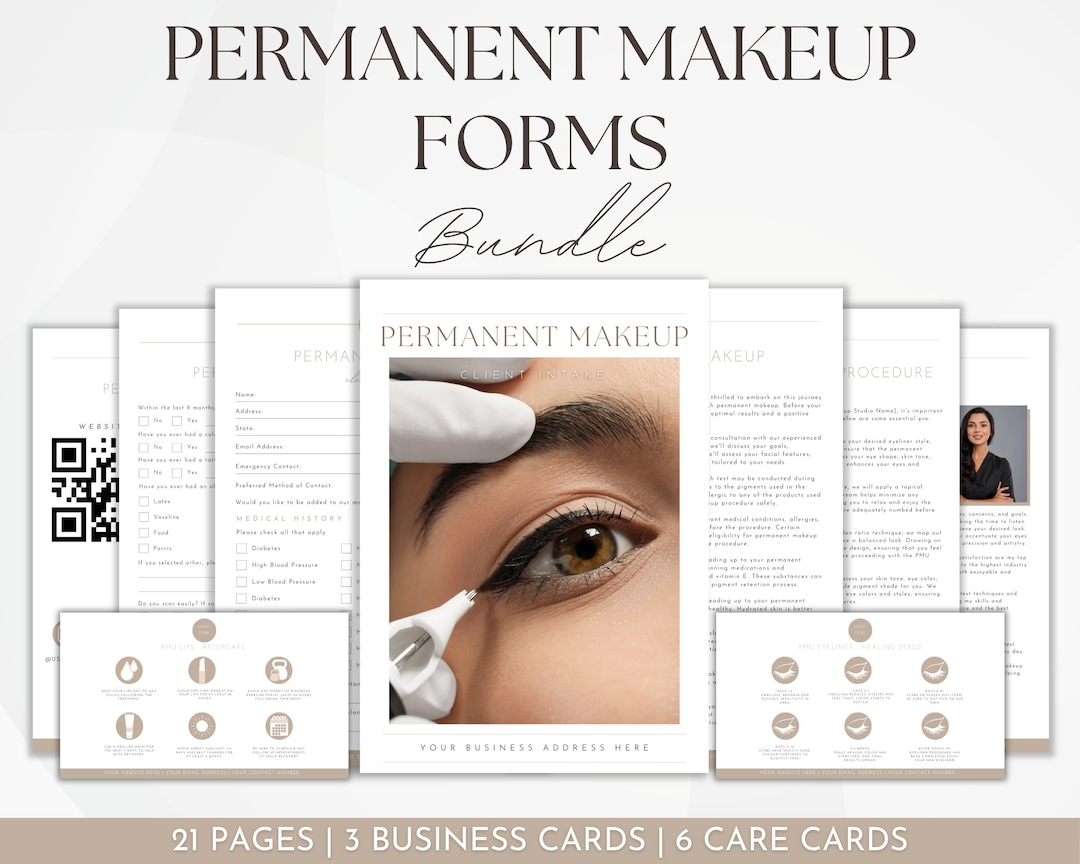 Permanent Makeup Forms Bundle, PMU Client Forms, Makeup Consultation ...