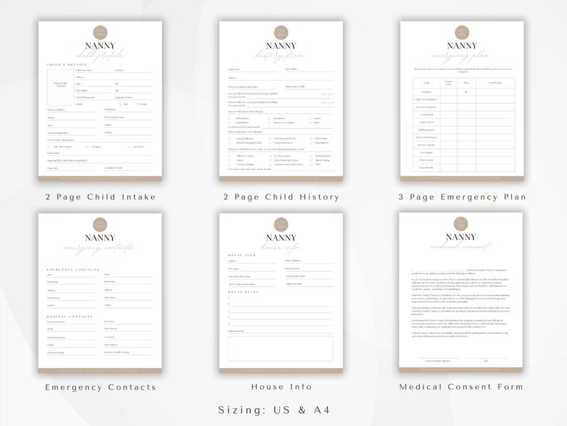 Editable Nanny Binder, Babysitting Forms Bundle, Nanny Planner Template ...