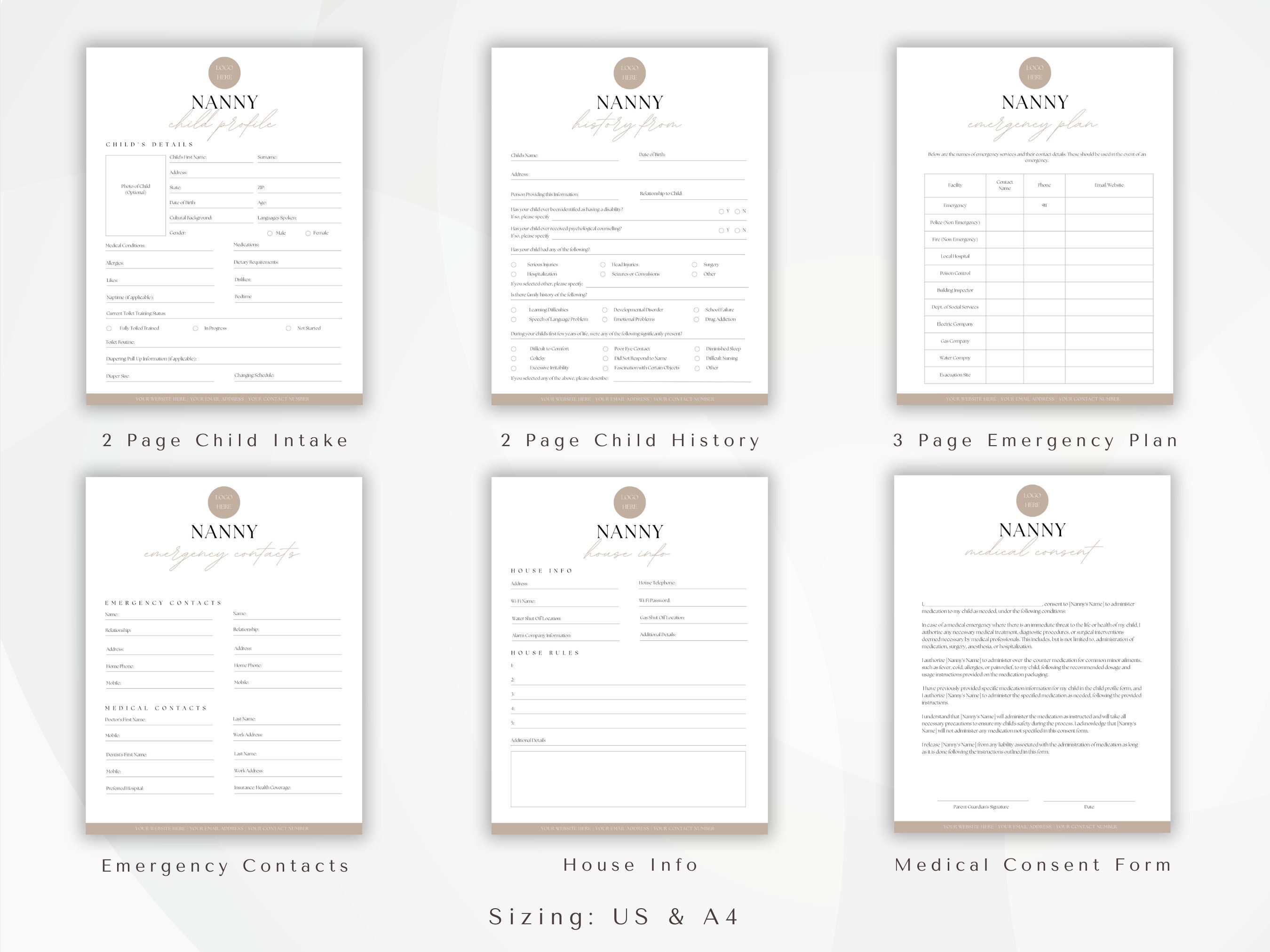 Editable Nanny Binder, Babysitting Forms Bundle, Nanny Planner Template ...