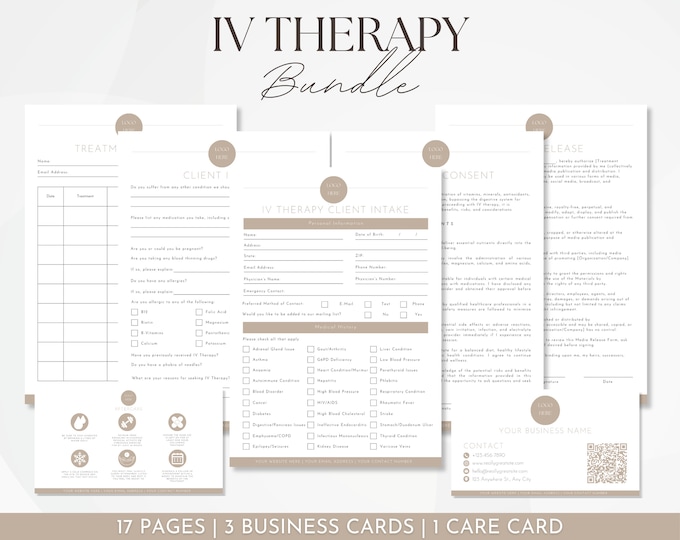 IV Therapy Intake, Consent, and Aftercare Form, Intravenous Therapy ...