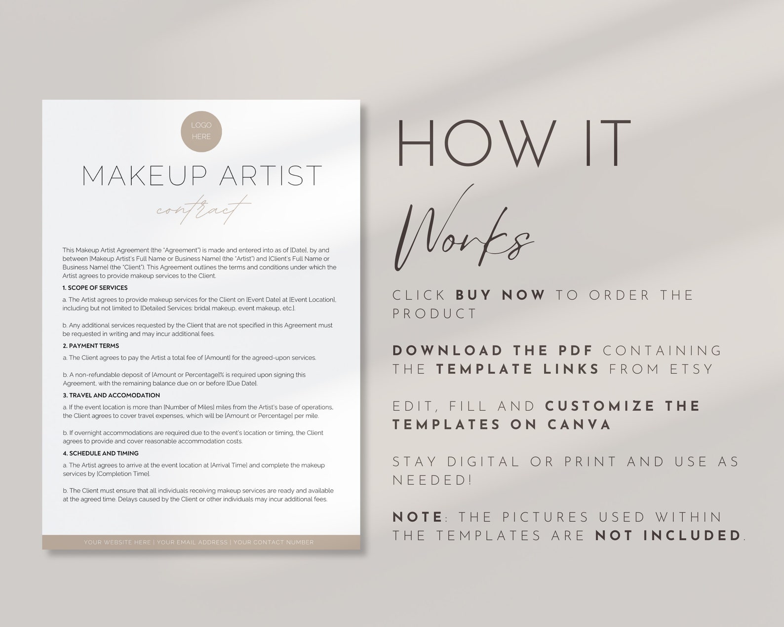 Makeup Artist Bundle, Makeup Contract Template, Bridal Makeup Client ...