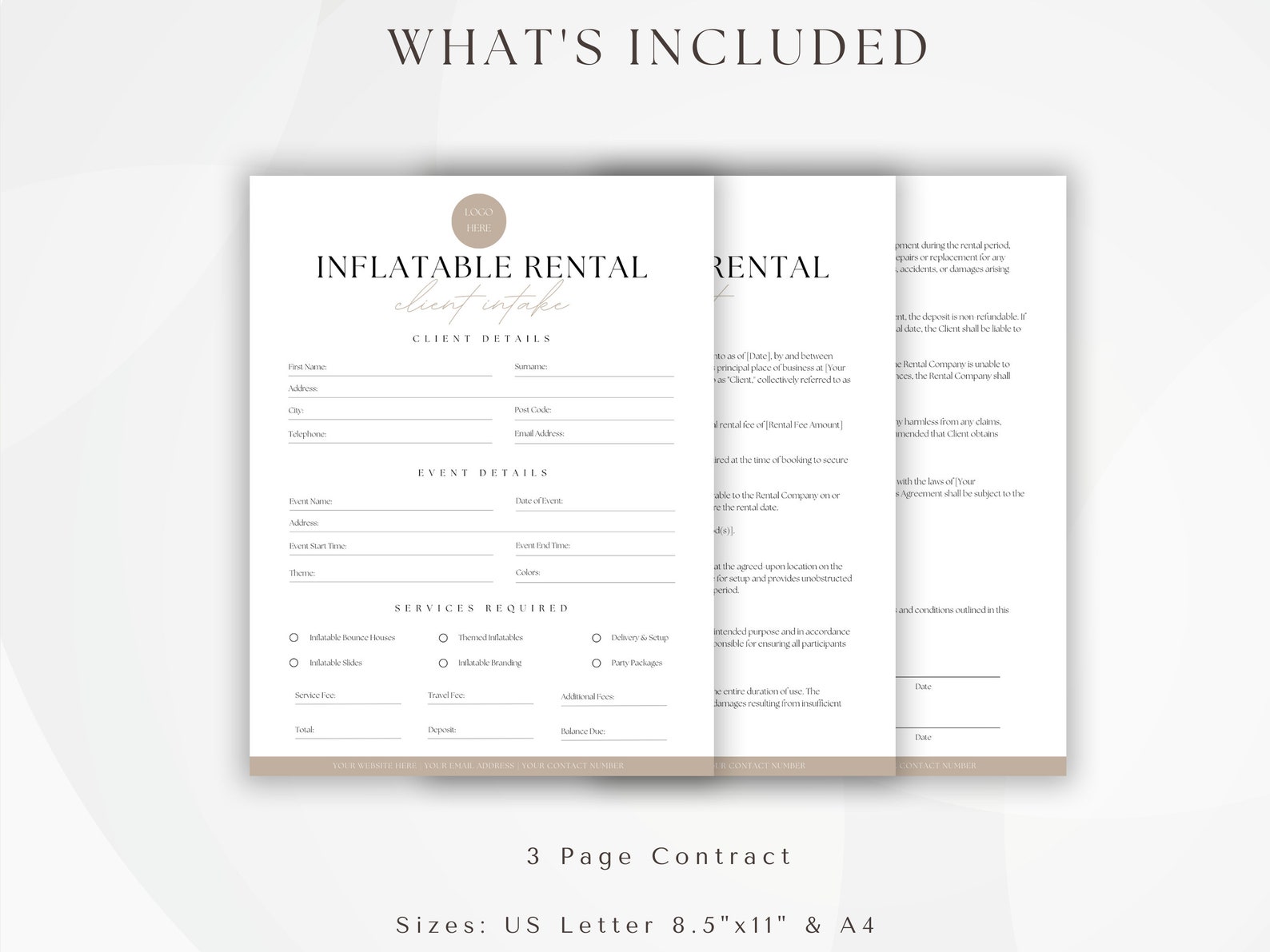 Inflatable Rental Agreement, Bounce House Contract, Bounce House ...