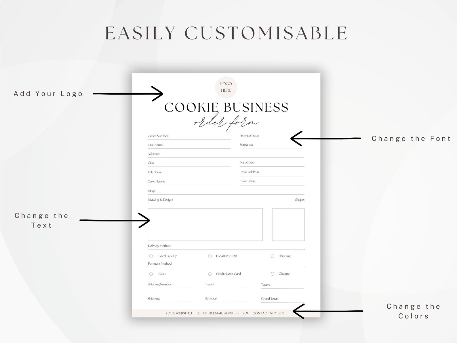 Cookie Business Forms Bundle, Bakery Order Forms, Cookie Care Card ...