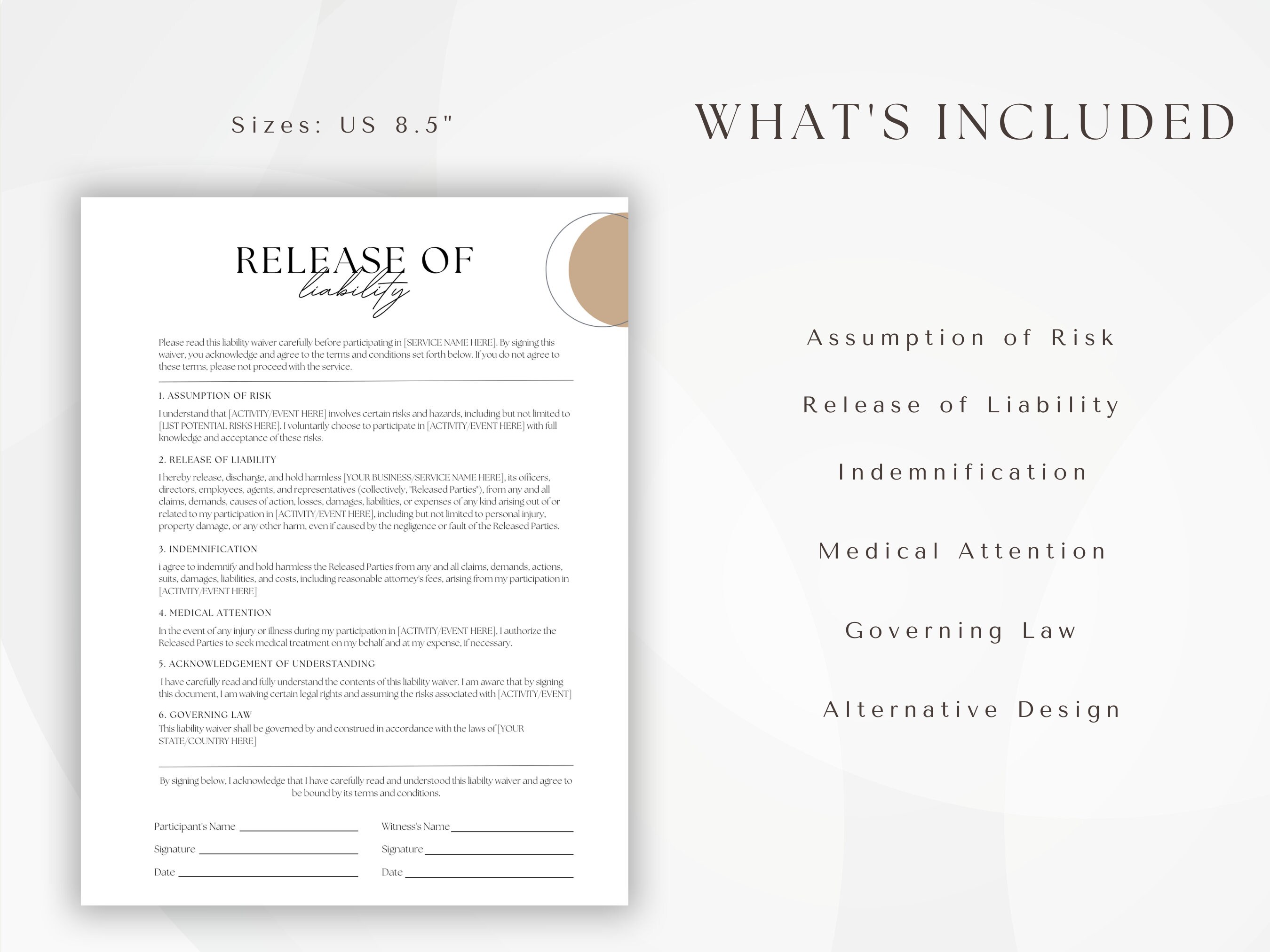 General Liability Waiver Template, Liability Form Agreement, Liability ...