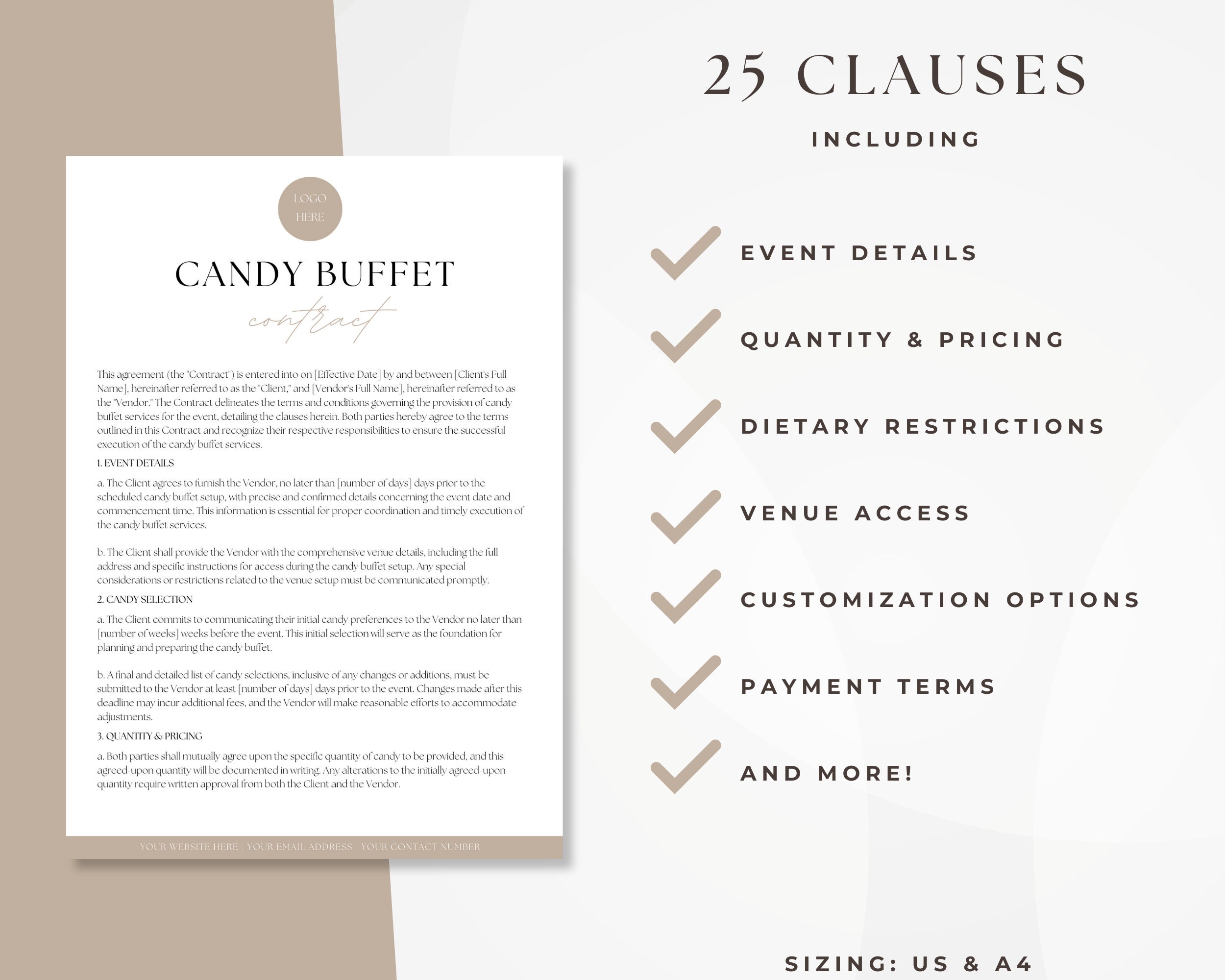 Candy Buffet Contract, Editable Dessert Table Services Agreement ...