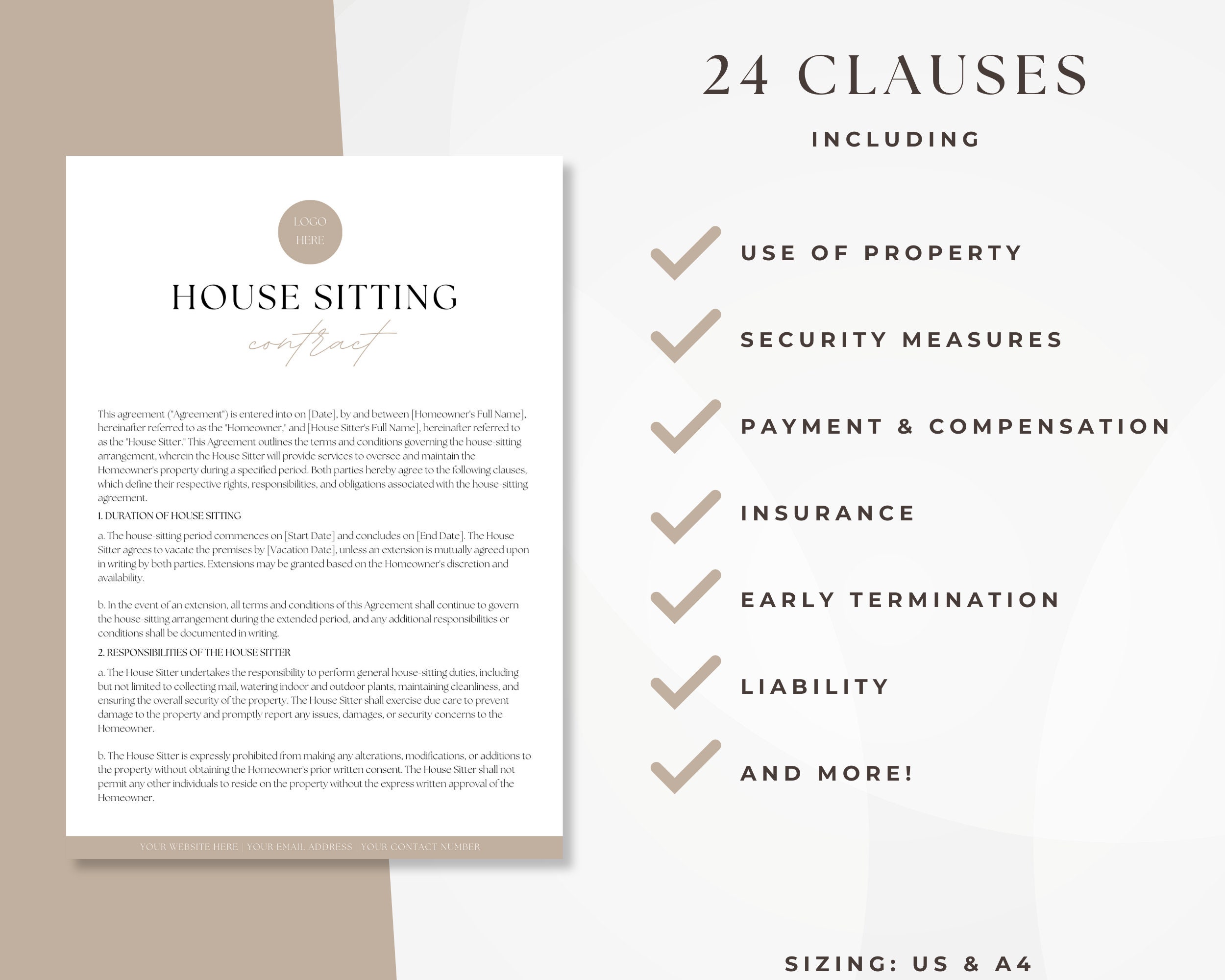 House Sitting Contract, Editable House Sitter Services Agreement ...