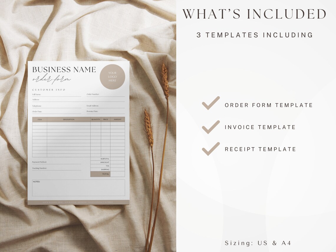 Order Form Template, Invoice & Receipt Bundle, Crafters Order Form ...