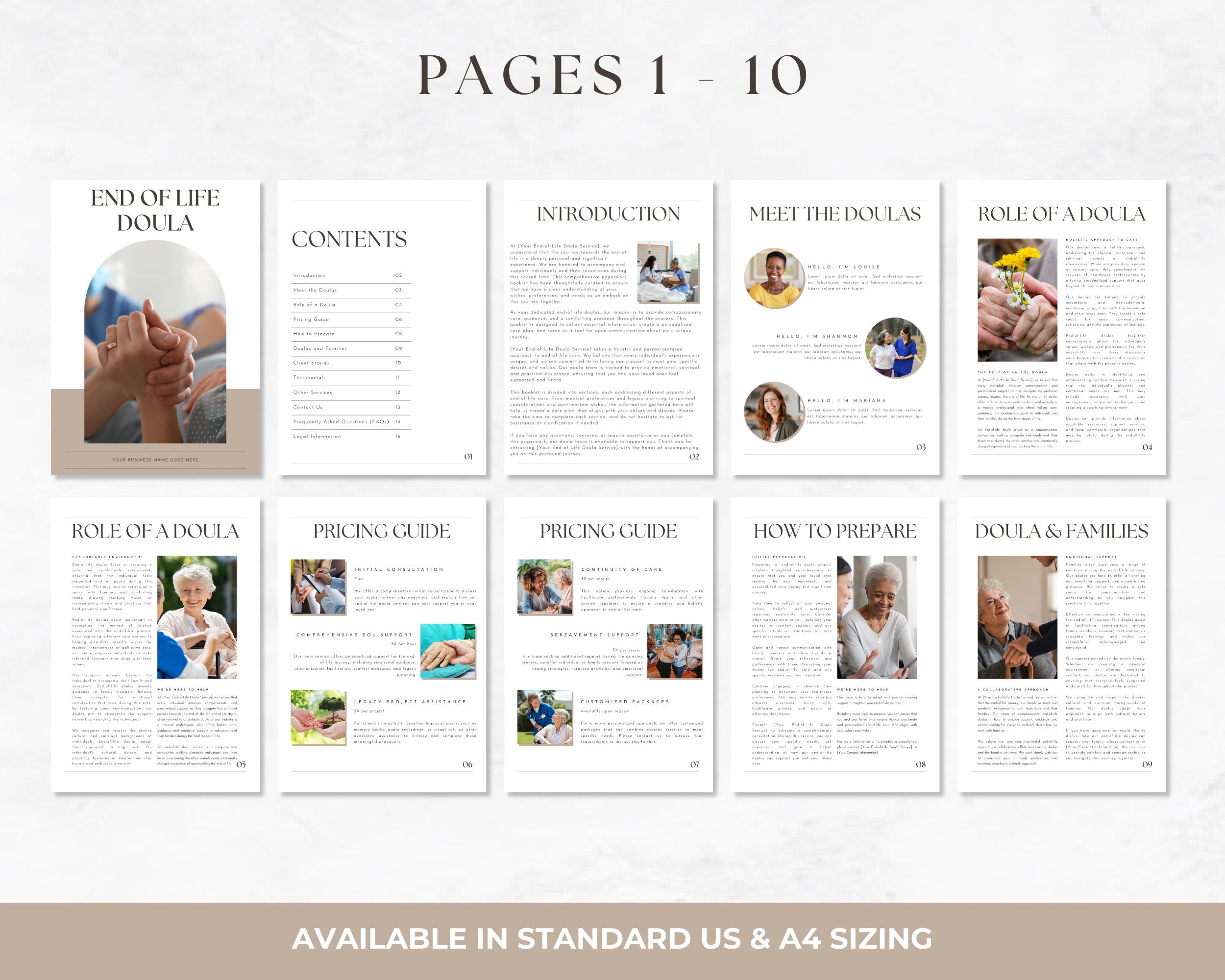 End of Life Doula Brochure, Death Midwife Flyer, Doula FAQ Forms, EOL ...