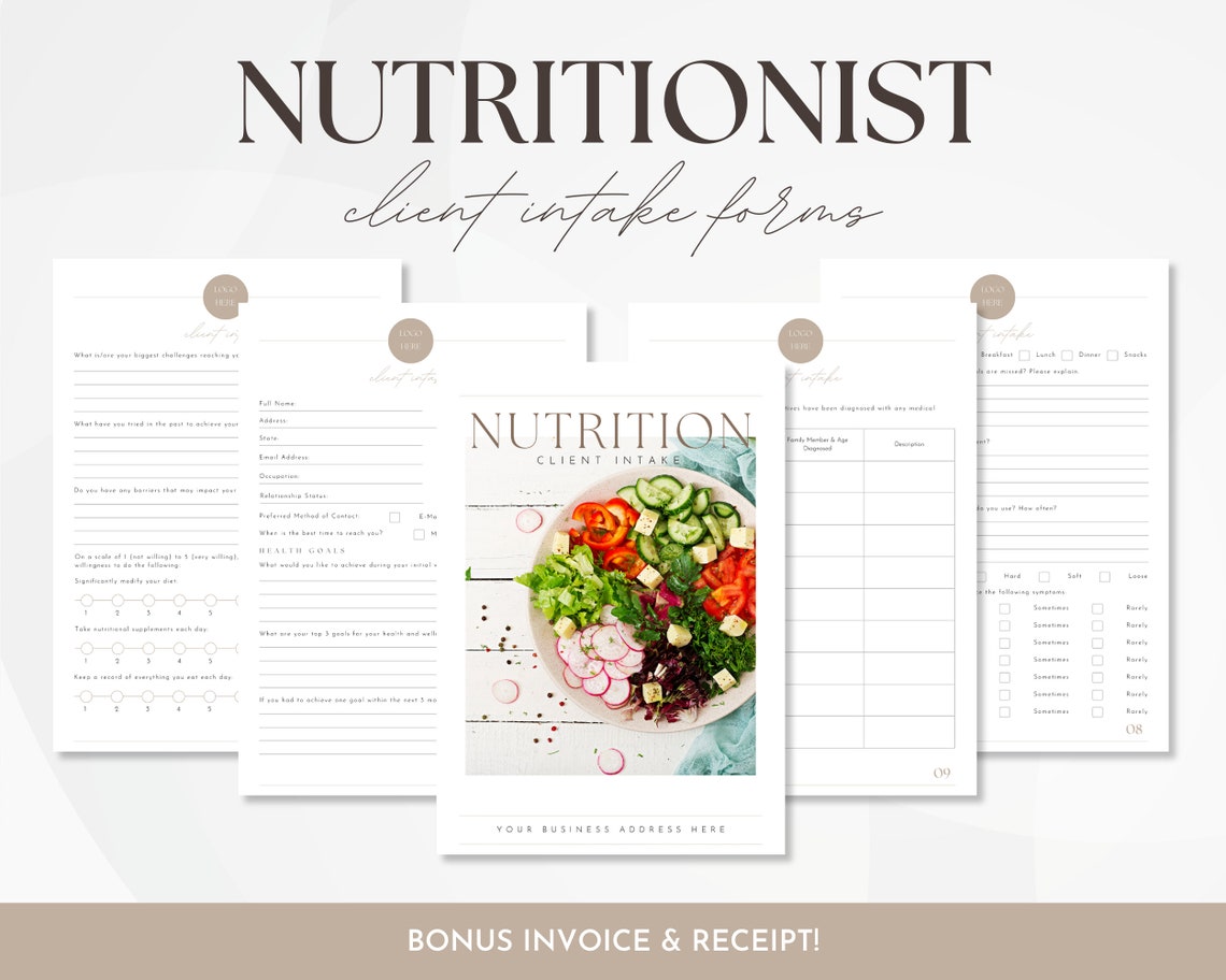 Nutritionist Client Intake Forms, Nutrition Client Intake Forms, Health ...