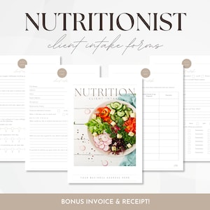 Nutritionist Client Intake Forms, Nutrition Client Intake Forms, Health ...
