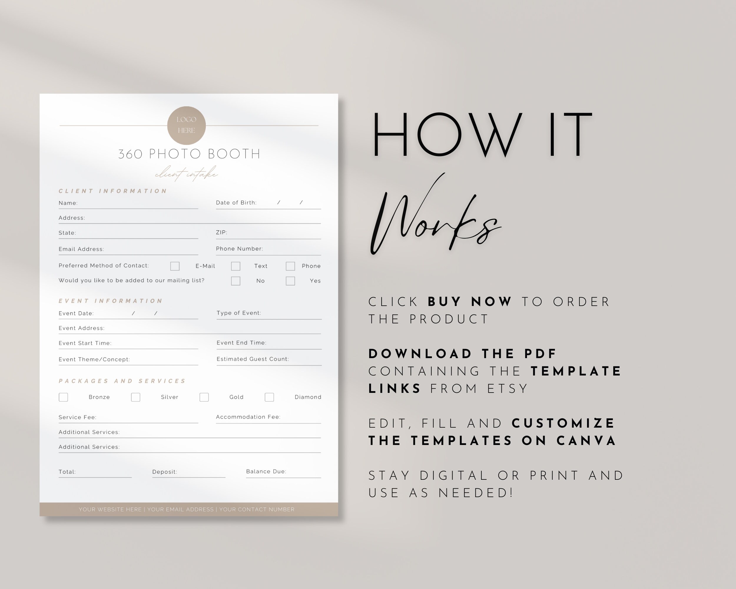 360 Photo Booth Contract Template, Photo Booth Template, Video Booth ...