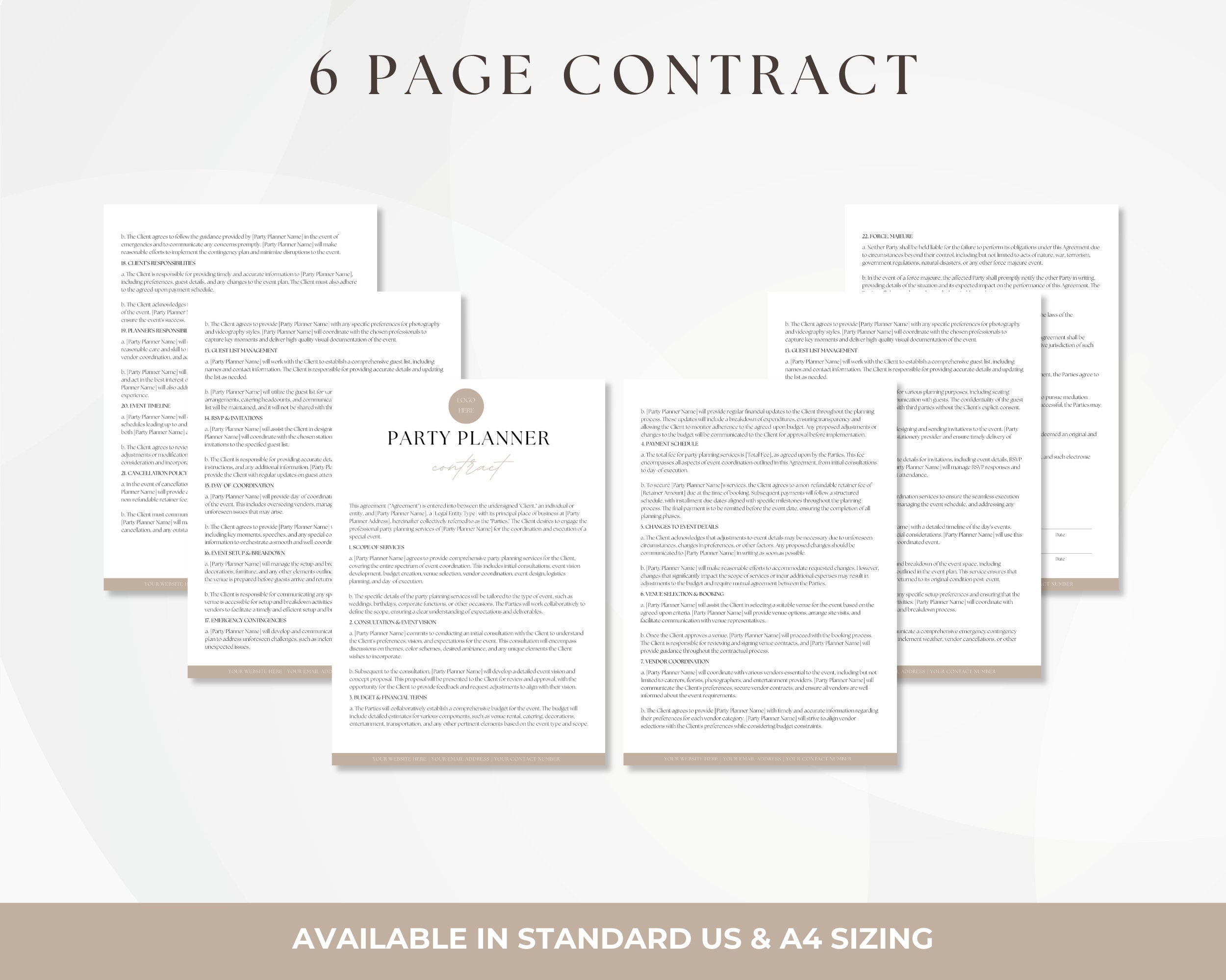 Party Planner Contract, Editable Event Organizer Services Agreement ...