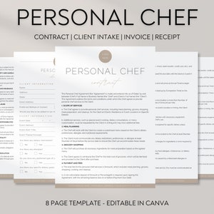 Personal Chef Contract Template, Private Chef Agreement Template ...