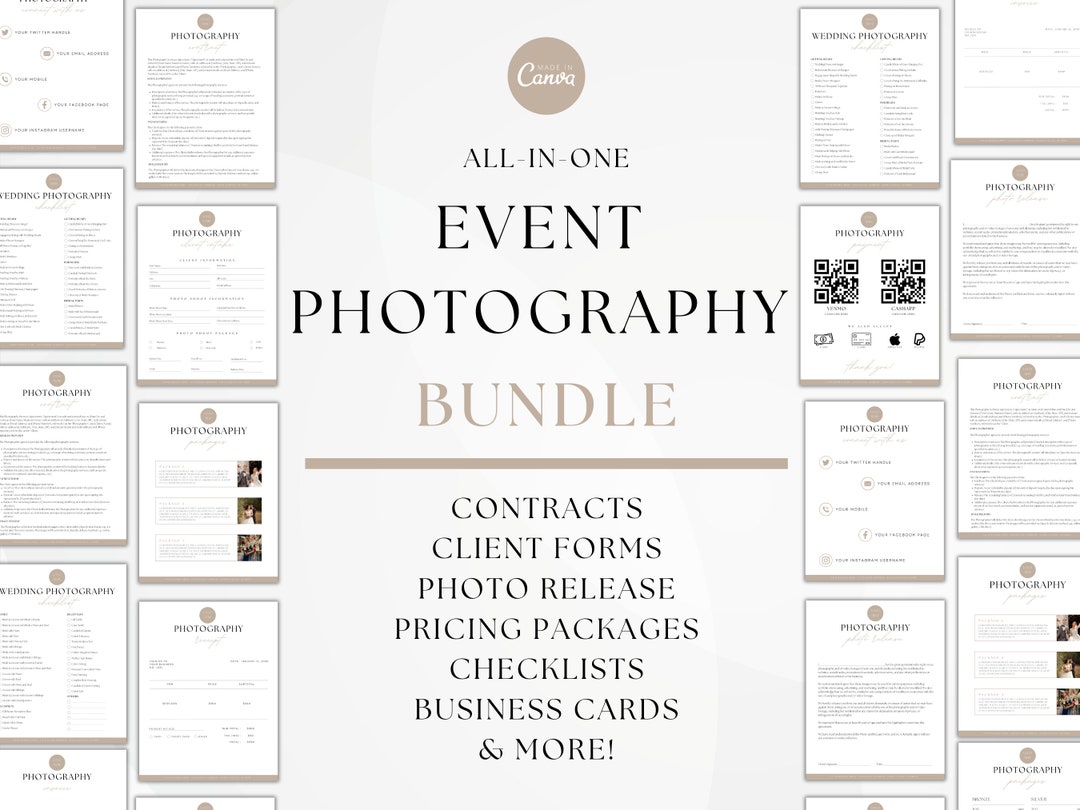 Photography Contract Forms Bundle, Wedding Photography Contract ...