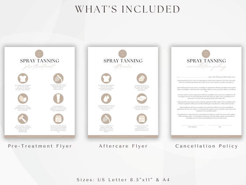 Spray Tan Forms, Editable Spray Tan Templates, Spray Tanning ...