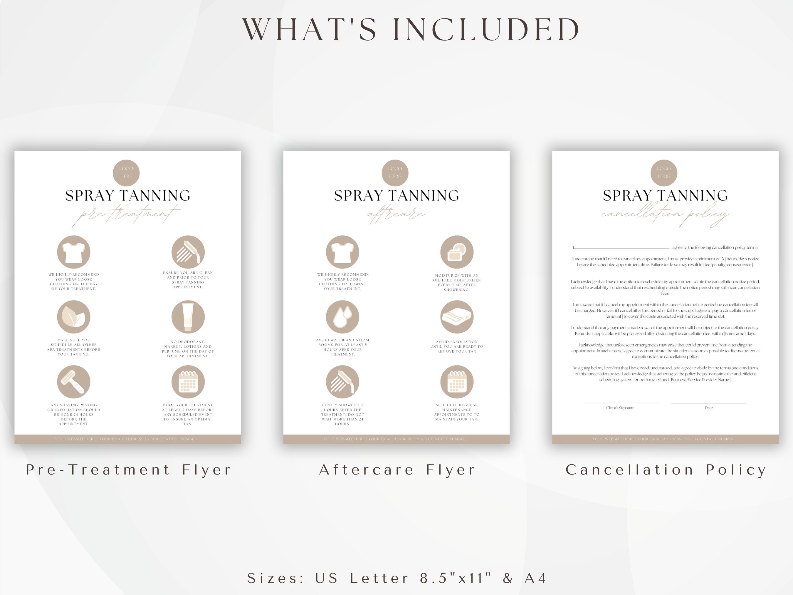 Spray Tan Forms, Editable Spray Tan Templates, Spray Tanning ...