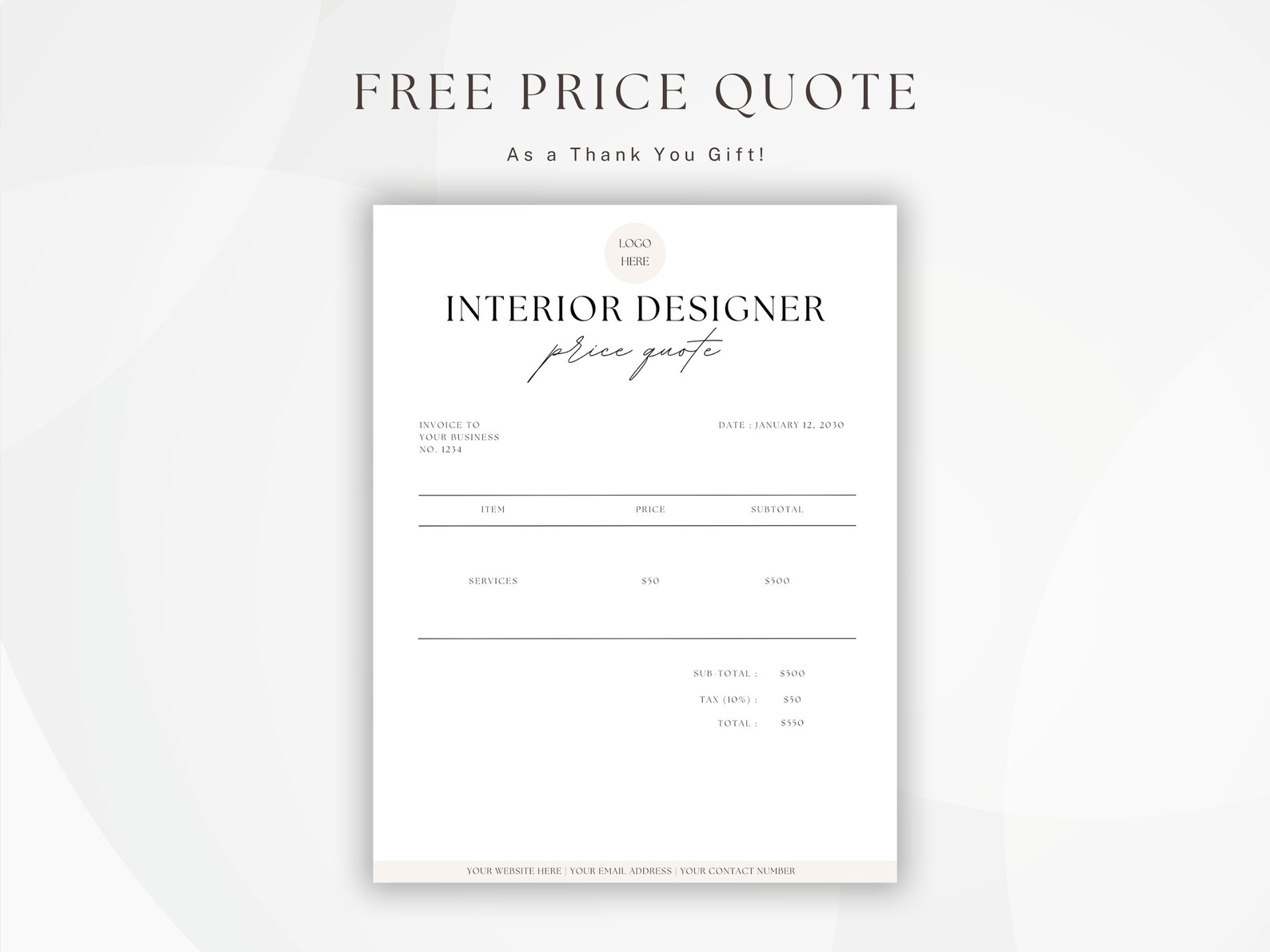 Interior Designer Contract, Minimalist Service Agreement, Interior ...
