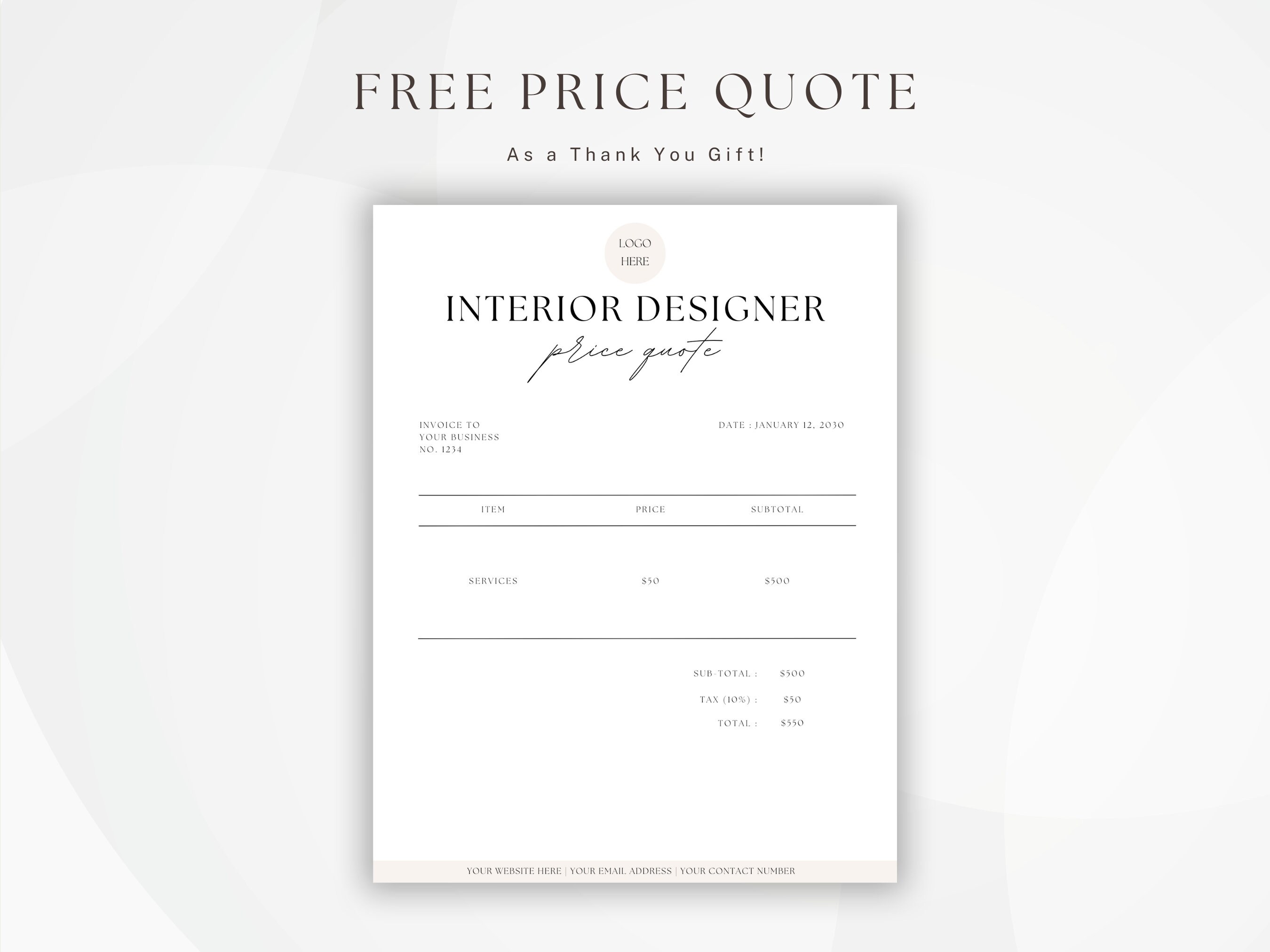 Interior Designer Contract, Minimalist Service Agreement, Interior ...