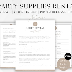 Party Supply Rental Contract, Event Rental Agreement, Equipment Rental ...