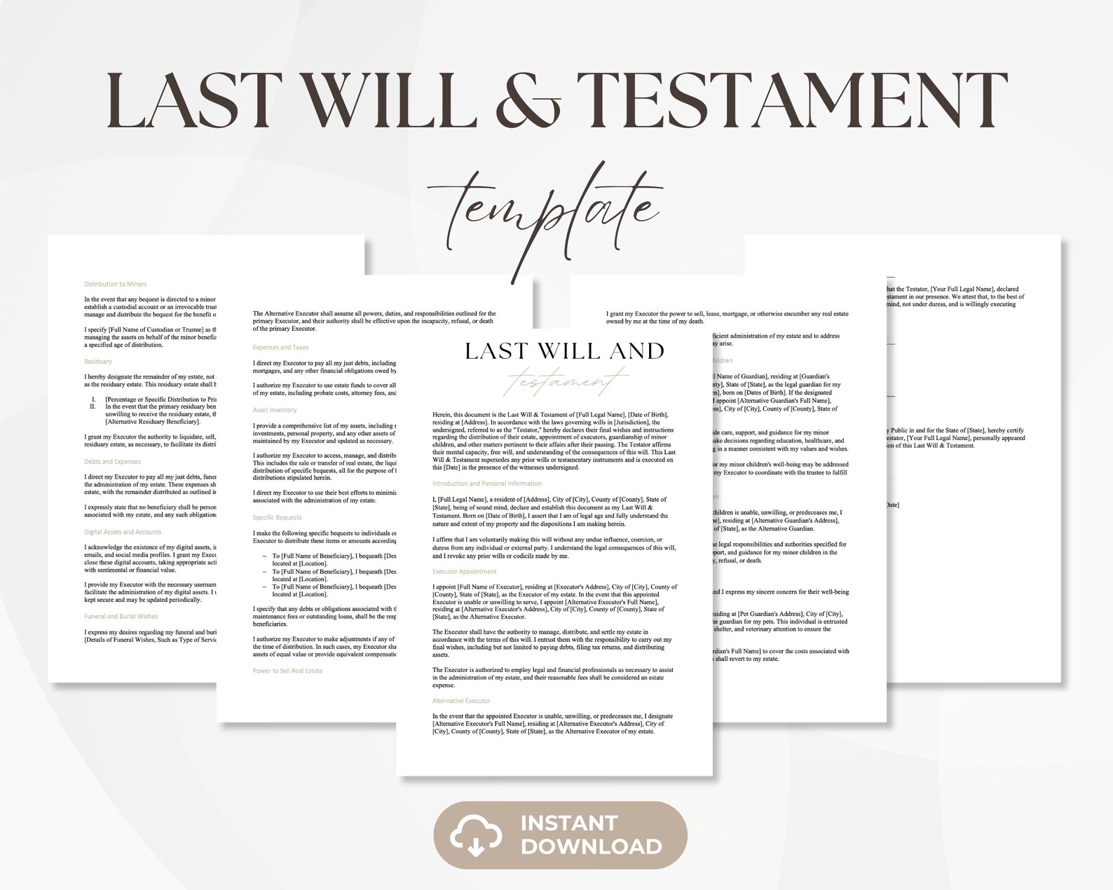 Last Will and Testament Template, Editable Will Document, Living Will ...