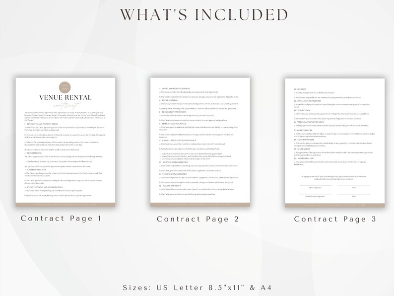 Venue Rental Contract, Wedding Venue Contract, Event Center Agreement ...