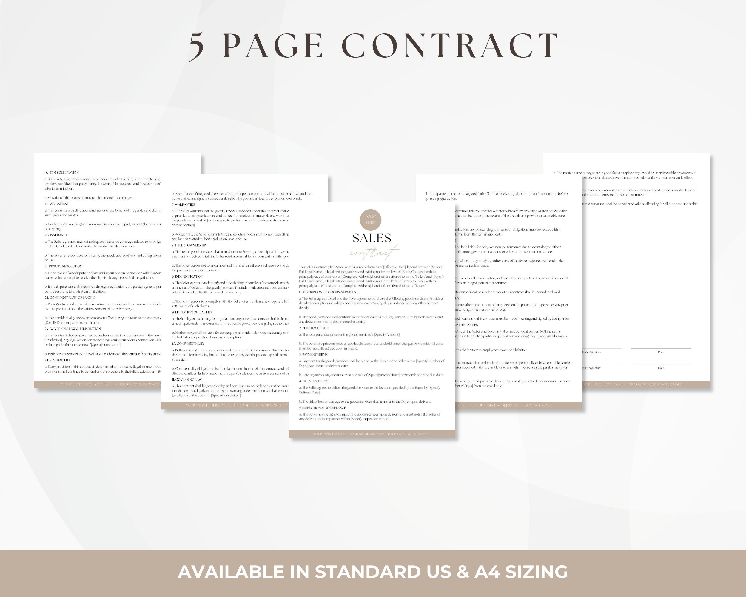 Sales Contract Template, Purchase Agreement, Sales Agreement Form ...