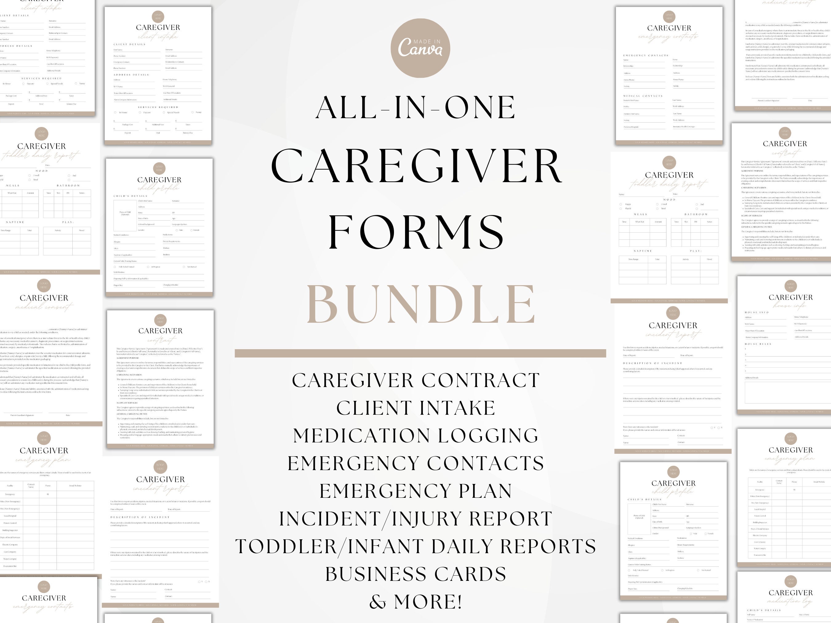 Caregiver Forms Bundle, Care Giver Contract Template, Nanny Services ...