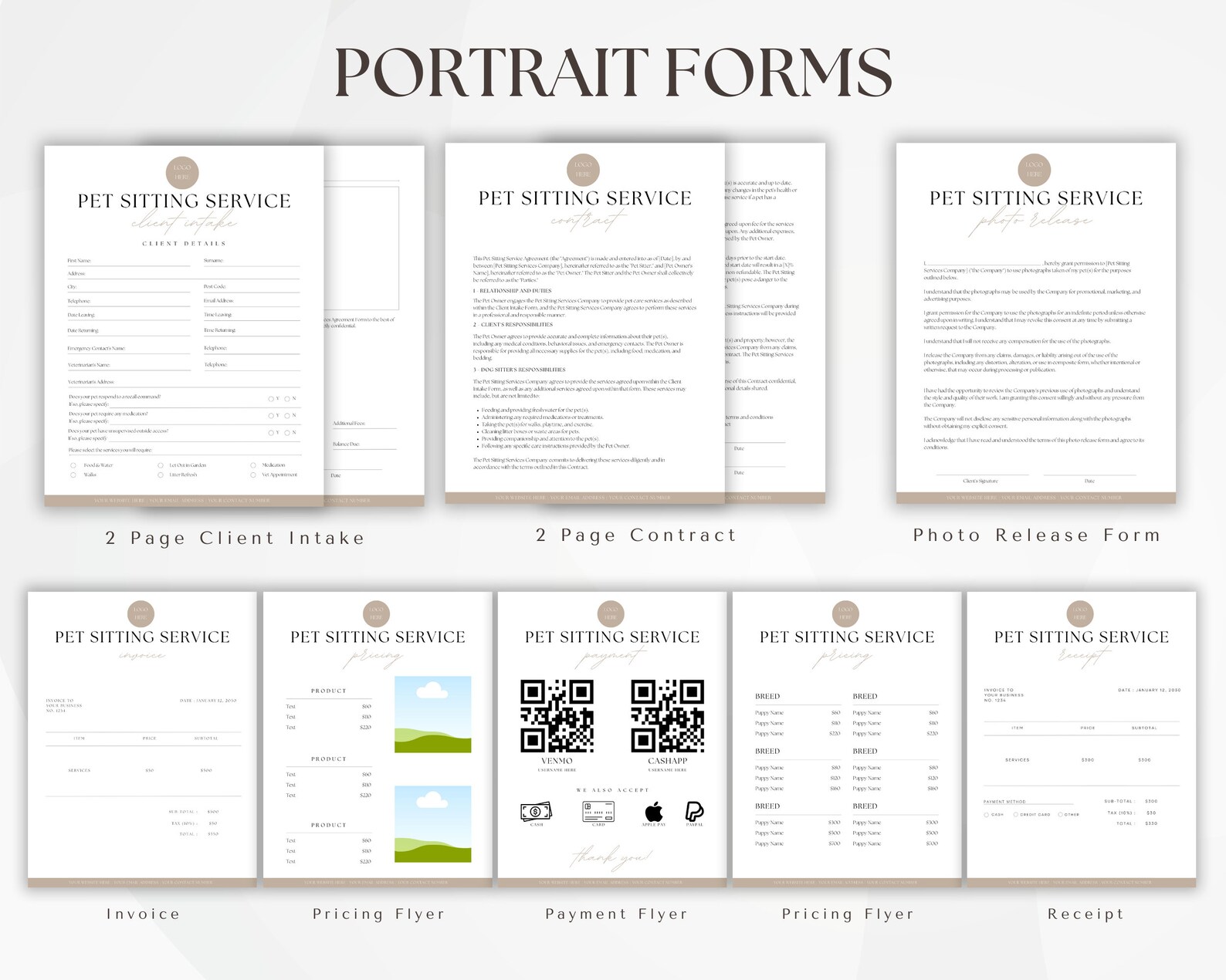 Pet Sitting Forms Bundle, Dog Sitting Contract, Pet Sitting Service ...