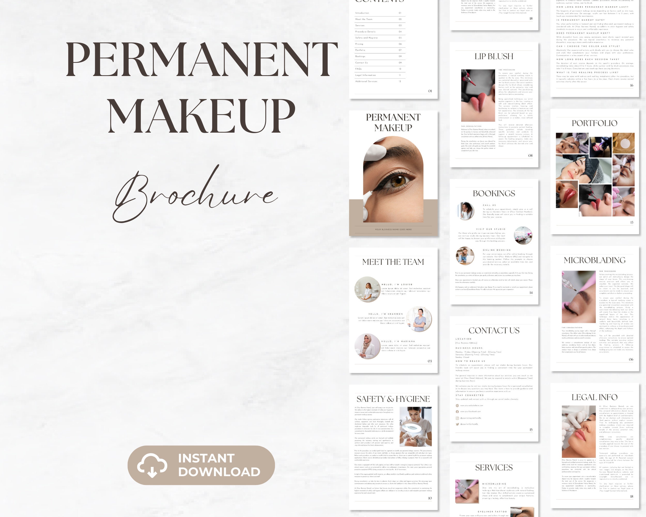 PMU Brochure, Permanent Makeup Flyer, Microblading FAQ Templates, PMU ...