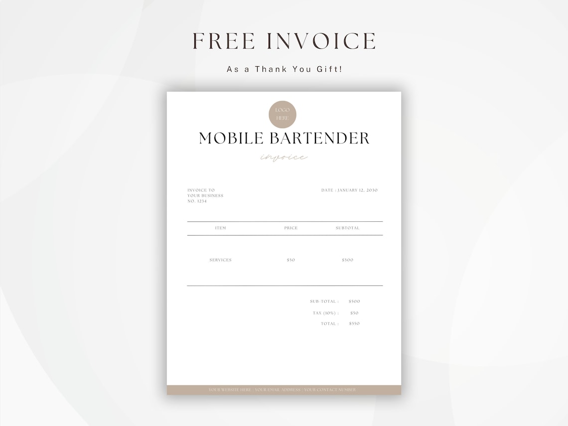 Mobile Bar Contract Template Canva Editable Bartender - Etsy