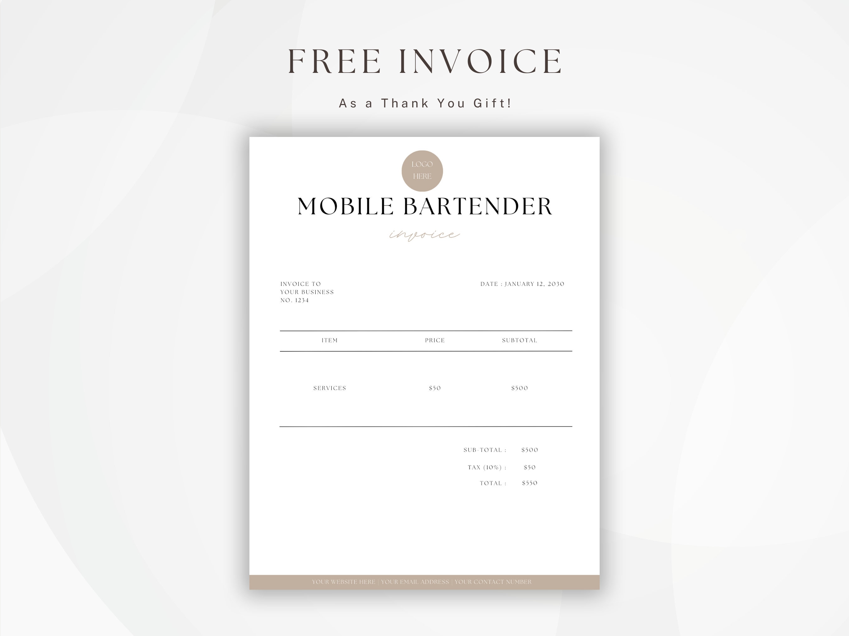 Mobile Bar Contract Template Canva Editable Bartender - Etsy