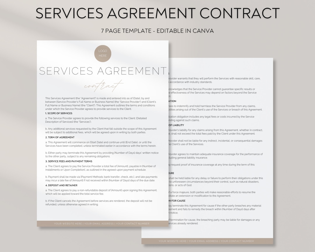 Services Contract Agreement, Service Contract Template, Scope of ...