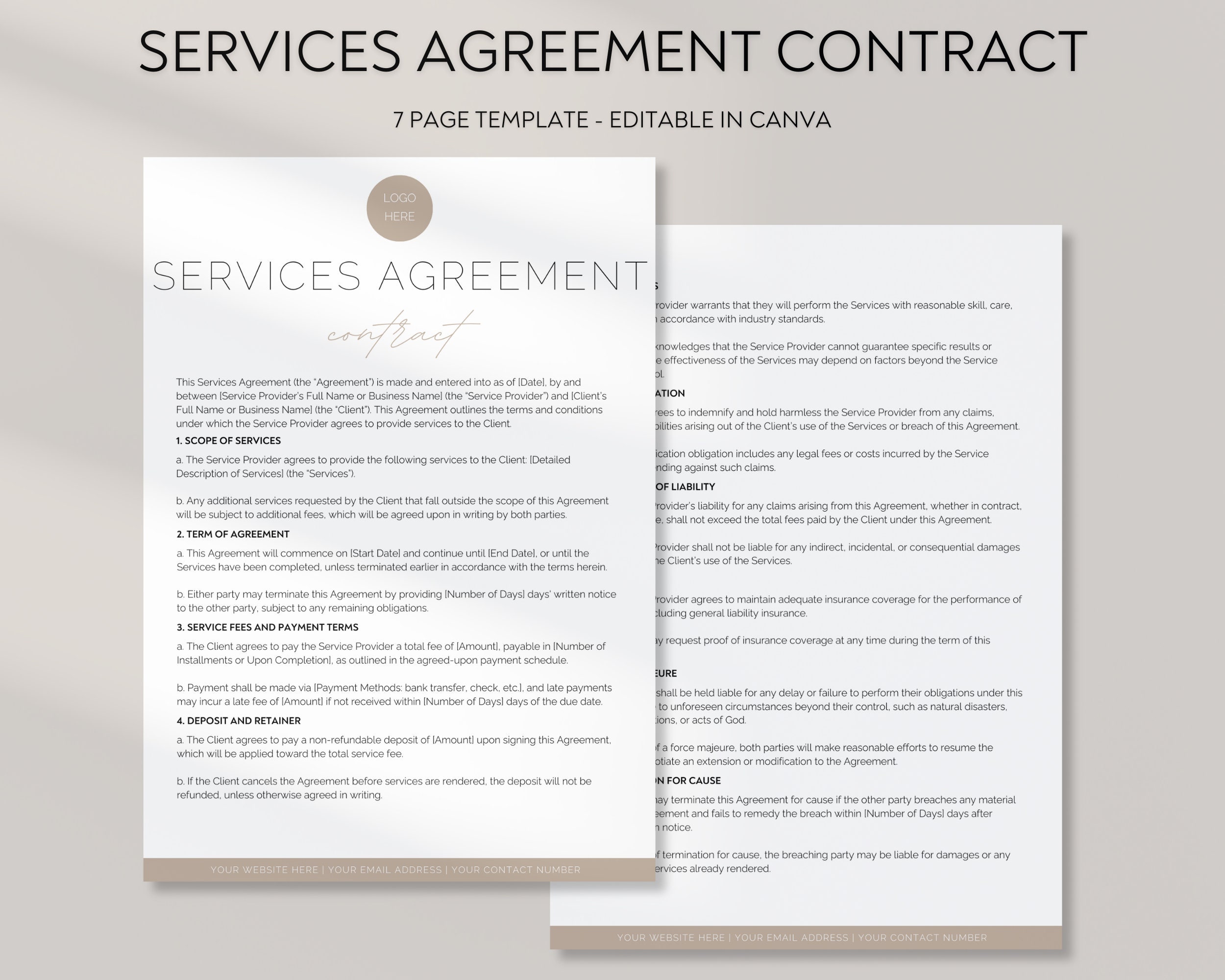 Services Contract Agreement, Service Contract Template, Scope of ...