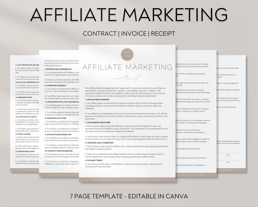 Affiliate Marketing Contract Template, Affiliate Program Contract ...