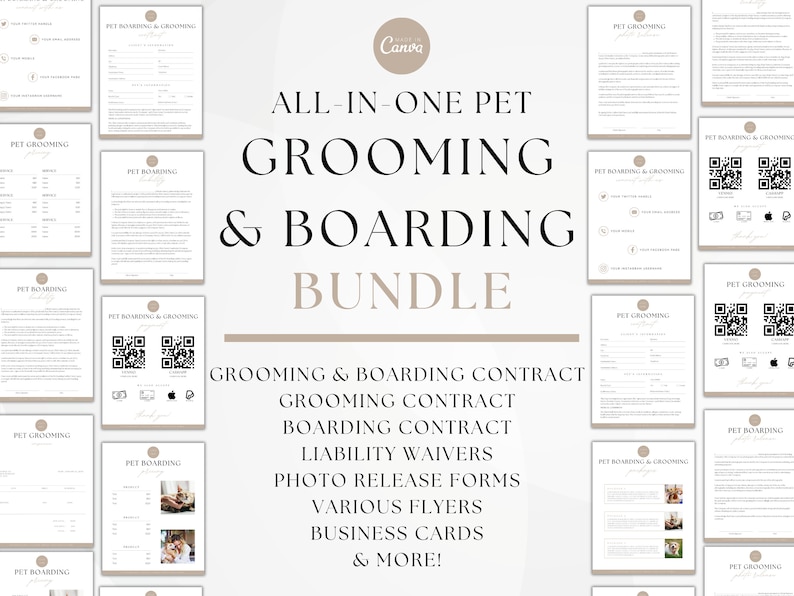 Pet Boarding & Grooming Forms Bundle, Pet Grooming Contract, Kennel ...