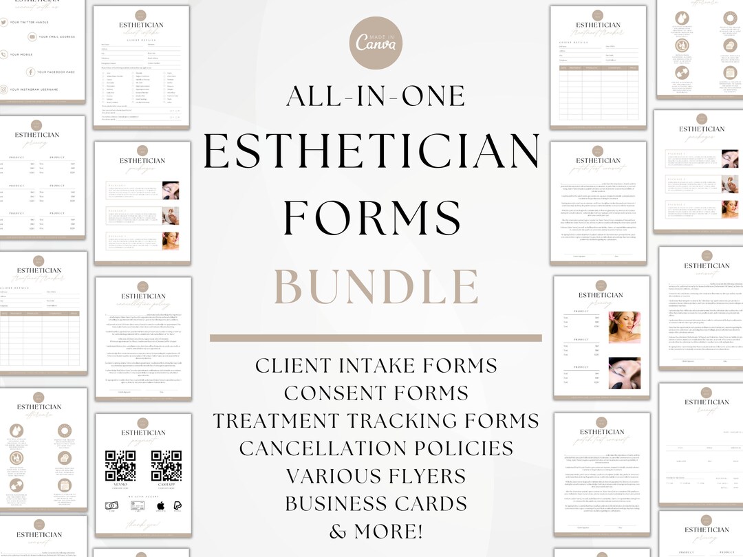 Esthetician Forms Bundle, Editable Salon Policy Templates, Esthetician ...
