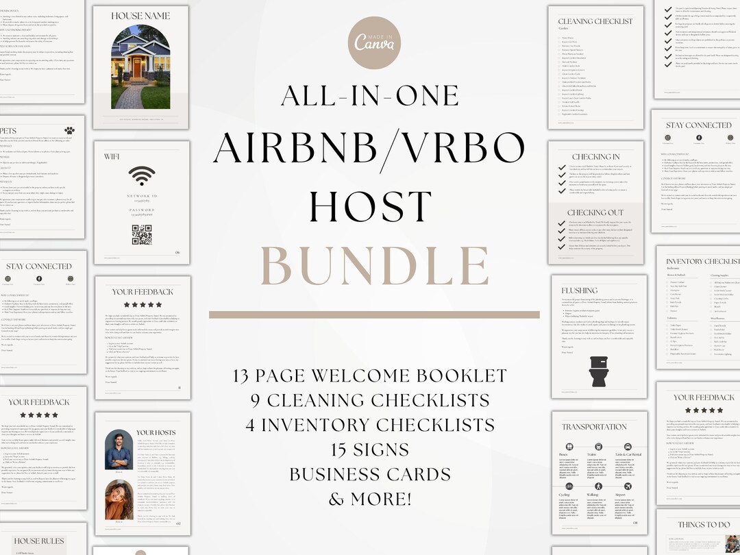 Airbnb Host Bundle Template VRBO Welcome Booklet Editable - Etsy