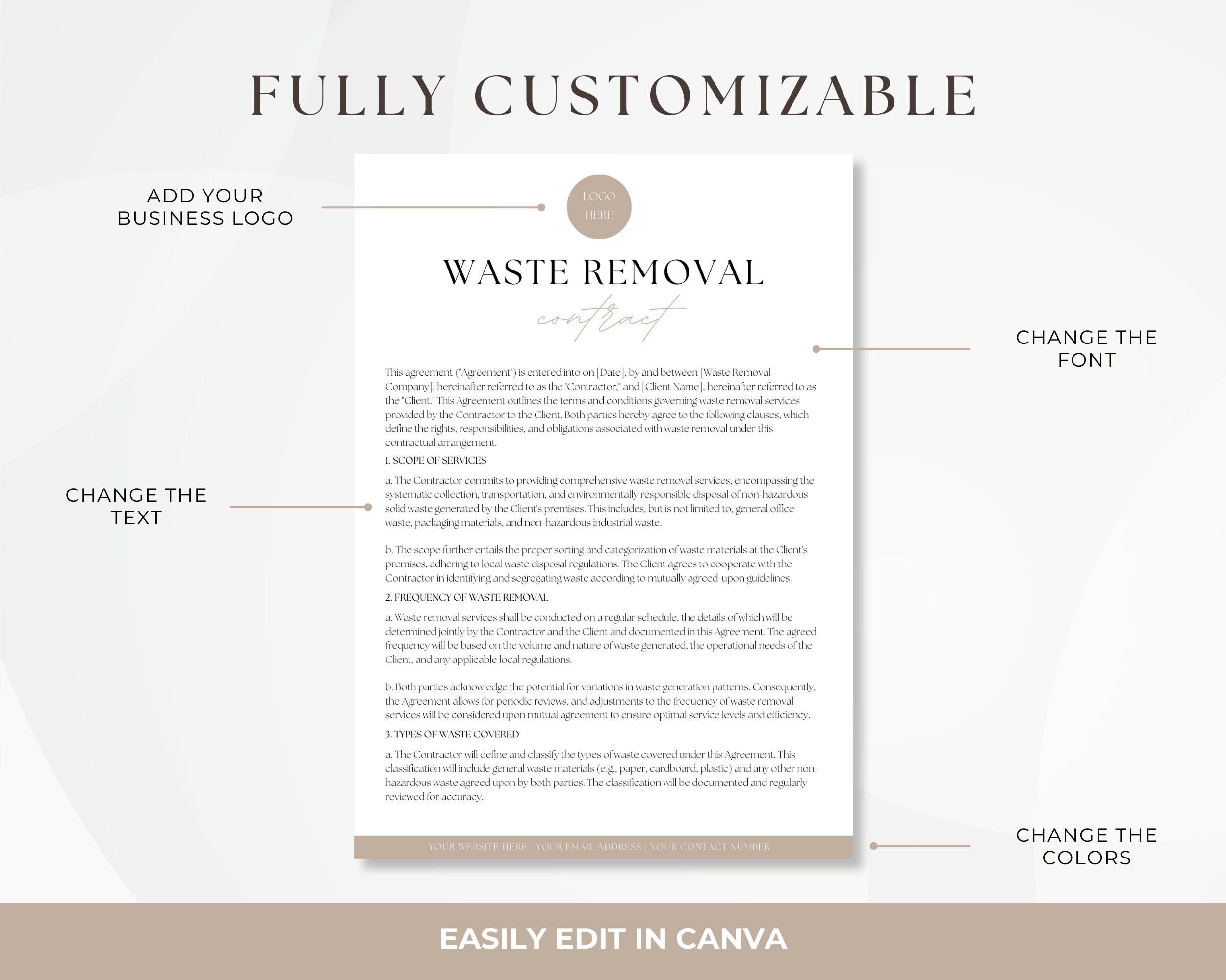 Waste Removal Contract, Editable Rubbish Disposal Services Agreement ...