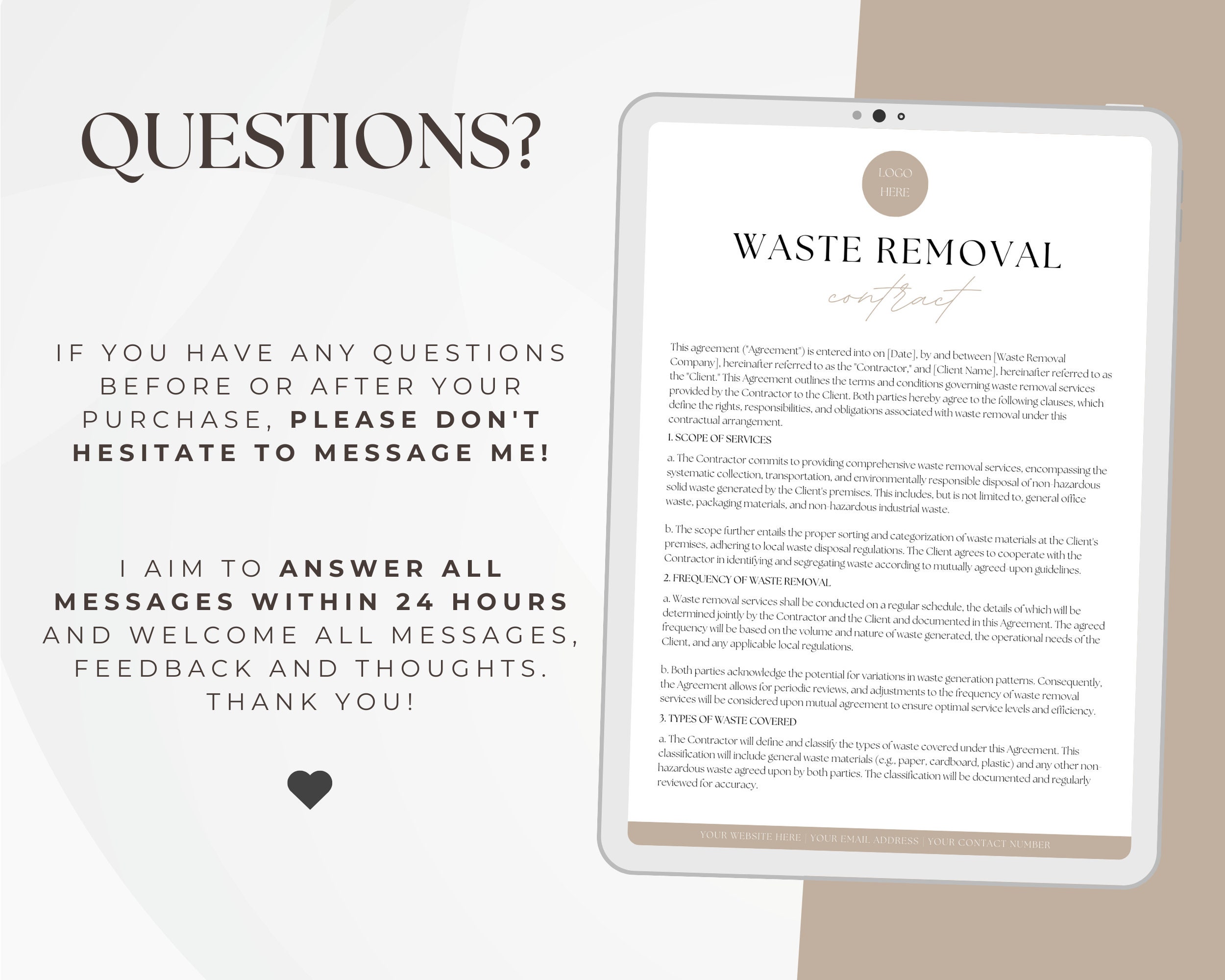 Waste Removal Contract, Editable Rubbish Disposal Services Agreement ...