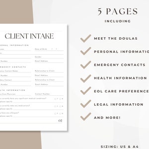 End of Life Doula Client Intake Forms, EOL Doula Business Forms, Death ...
