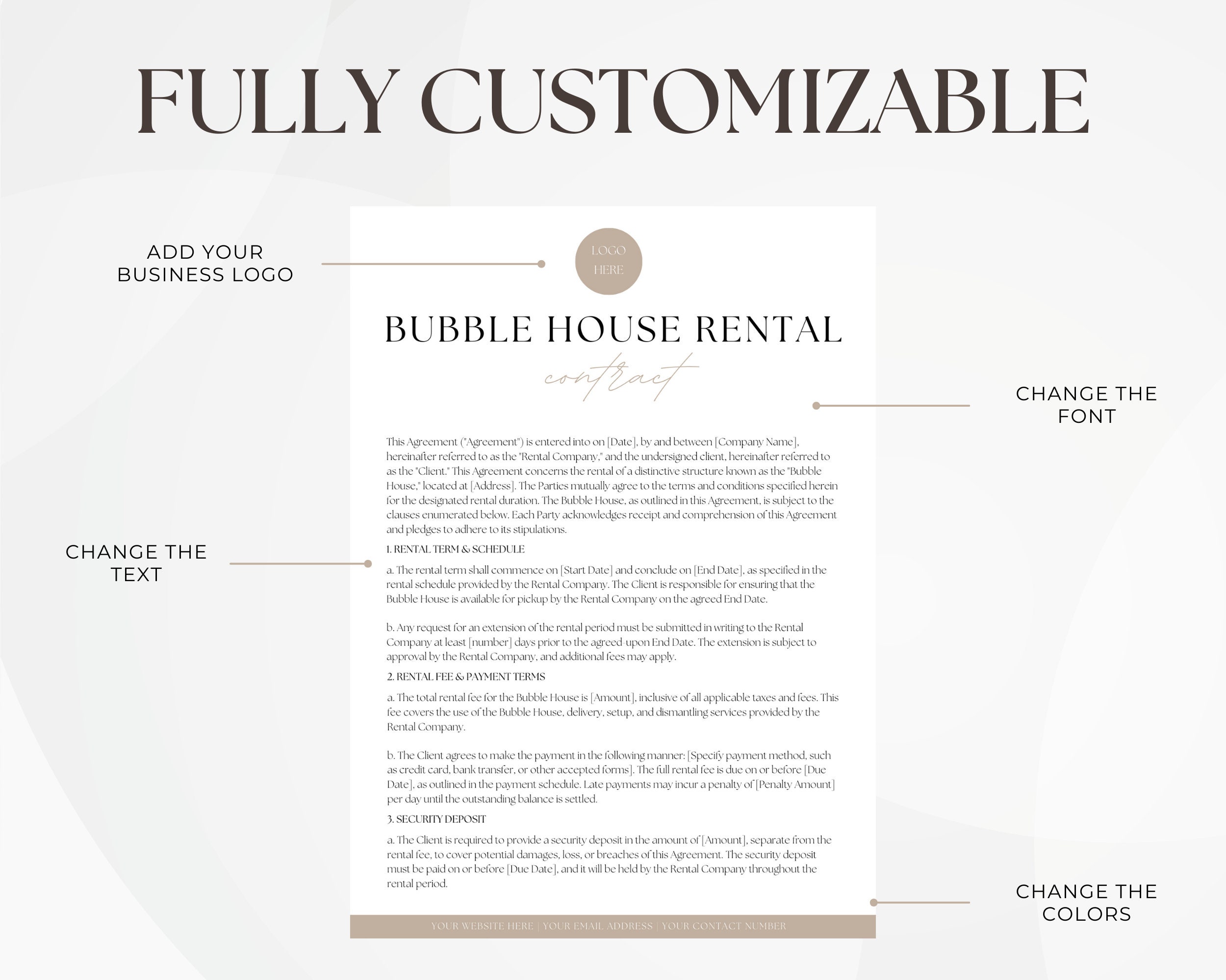 Bubble House Rental Contract, Editable Inflatable Rental Agreement ...