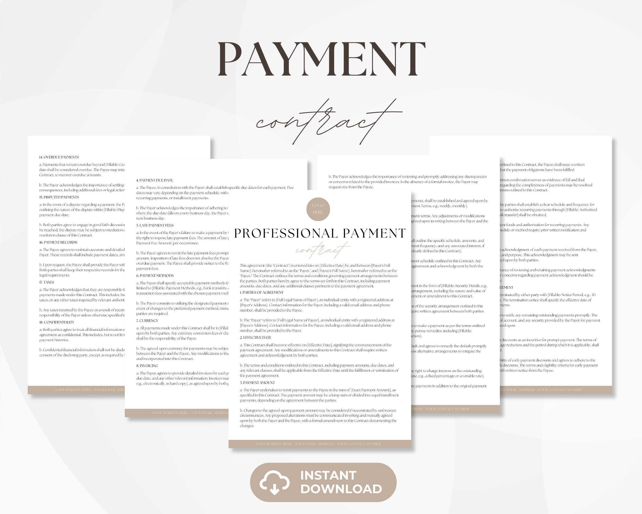Payment Contract, Editable Payment Plan Services Agreement, Layaway ...