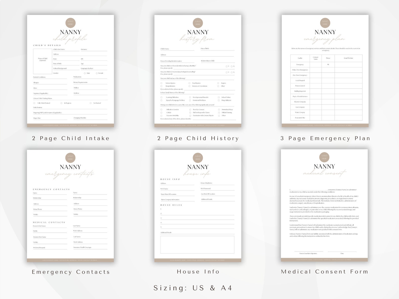 Editable Nanny Binder, Babysitting Forms Bundle, Nanny Planner Template ...