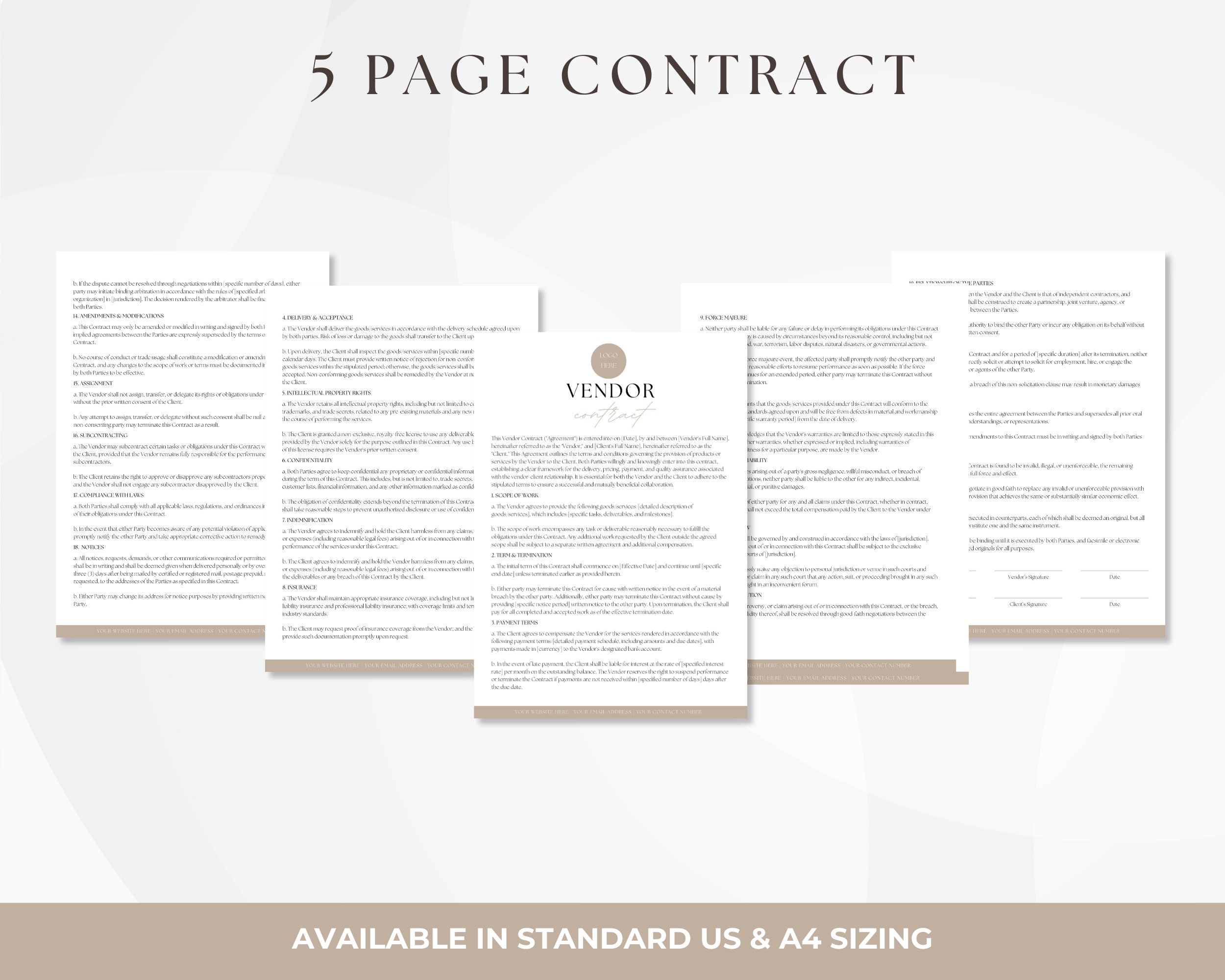 Vendor Contract, Editable Business Services Agreement Template, Vendor ...