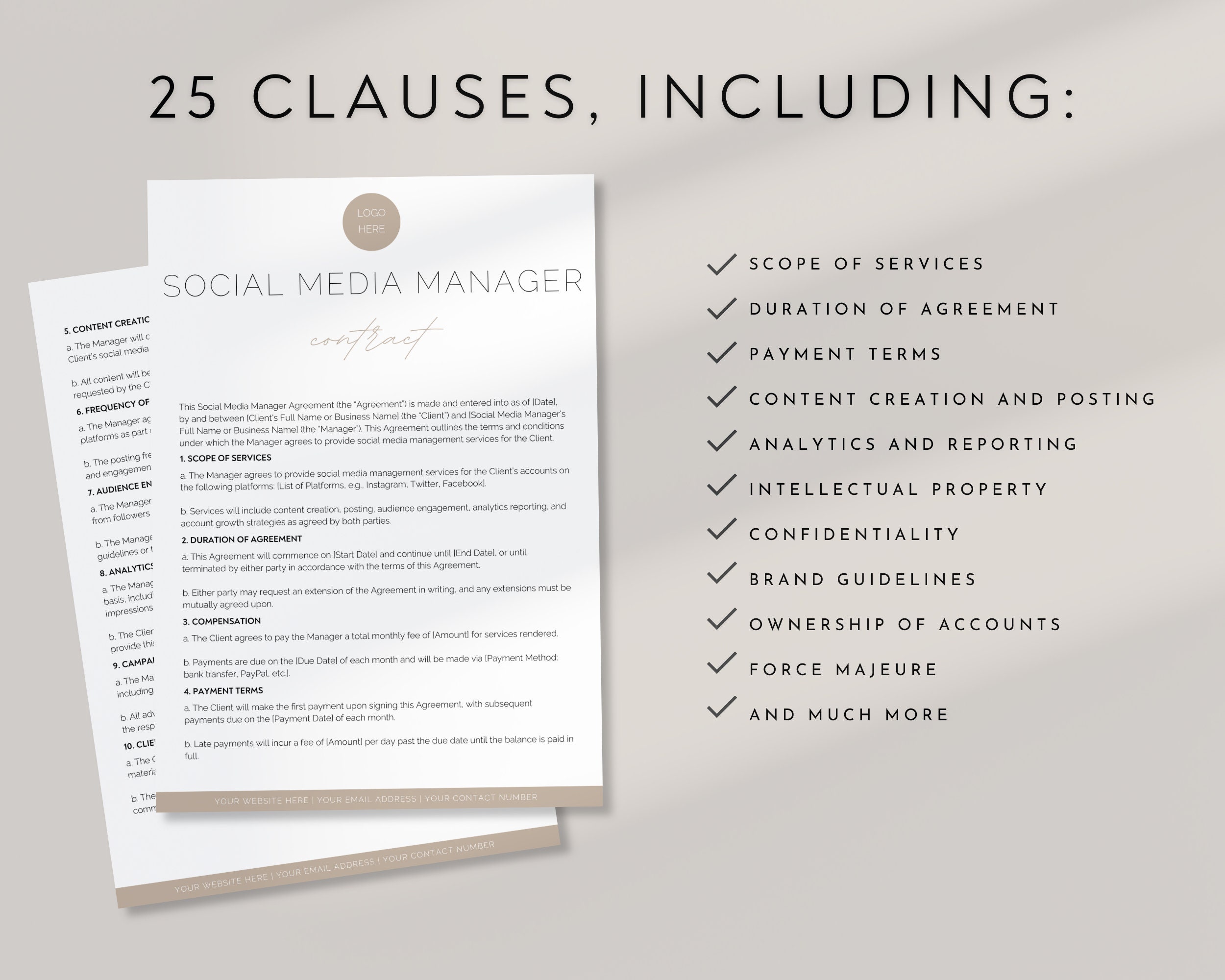 Freelance Social Media Manager Contract, Editable Social Media ...