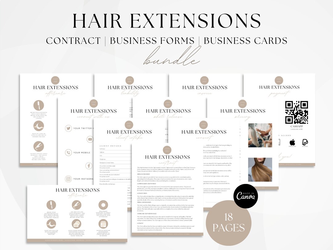 Hair Extension Business Starter Kit, Editable Hair Salon Client Consent ...