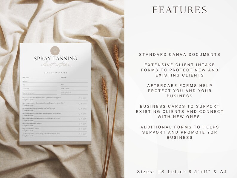 Spray Tan Forms, Editable Spray Tan Templates, Spray Tanning ...