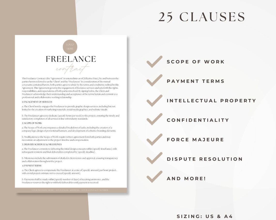 Freelance Contract Template, Freelancing Services Agreement, Editable ...